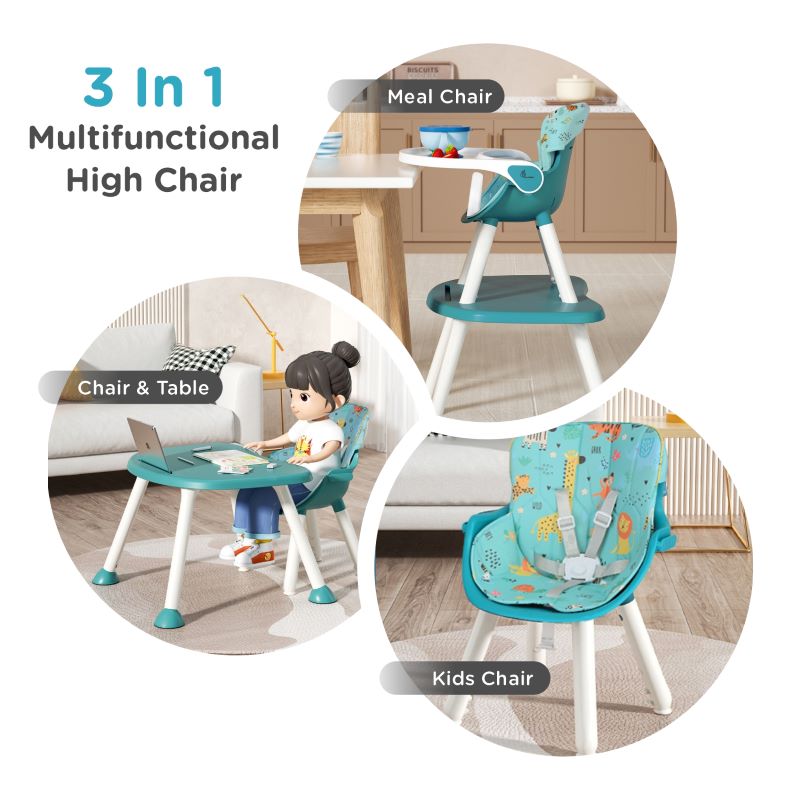 Cherry Berry Safari 3 in 1 Convertible Baby High Chair Cum Kids Study Table