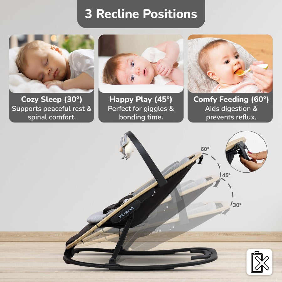Lightweight Baby Rocker & Sleeper R for Rabbit Rock N Nap Bliss