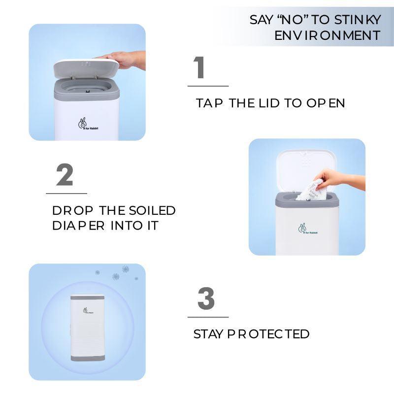 Hygo Bin- Portable Diaper Bin with Built-in Odor Controlling Carbon Fi