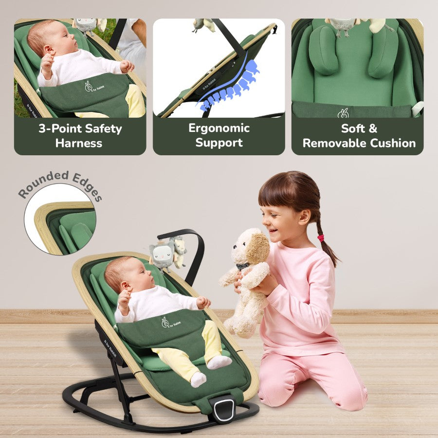 Lightweight Baby Rocker & Sleeper R for Rabbit Rock N Nap Bliss