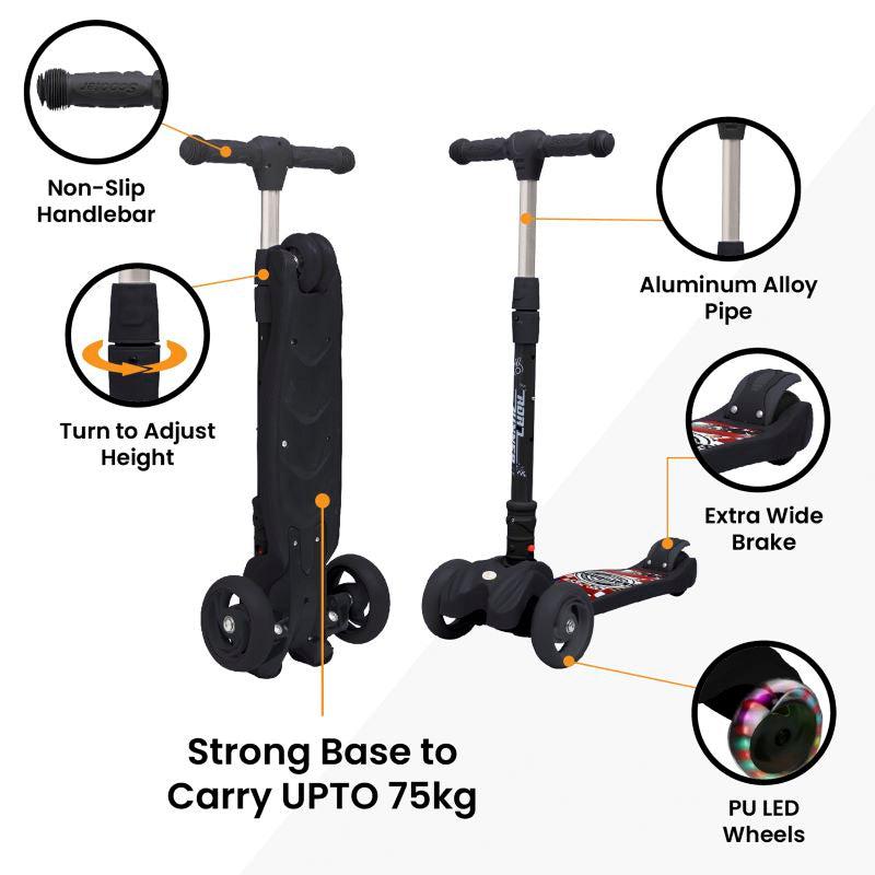 Road Runner Kids Scooter - PU LED Wheels, 4 Level Height Adjustment