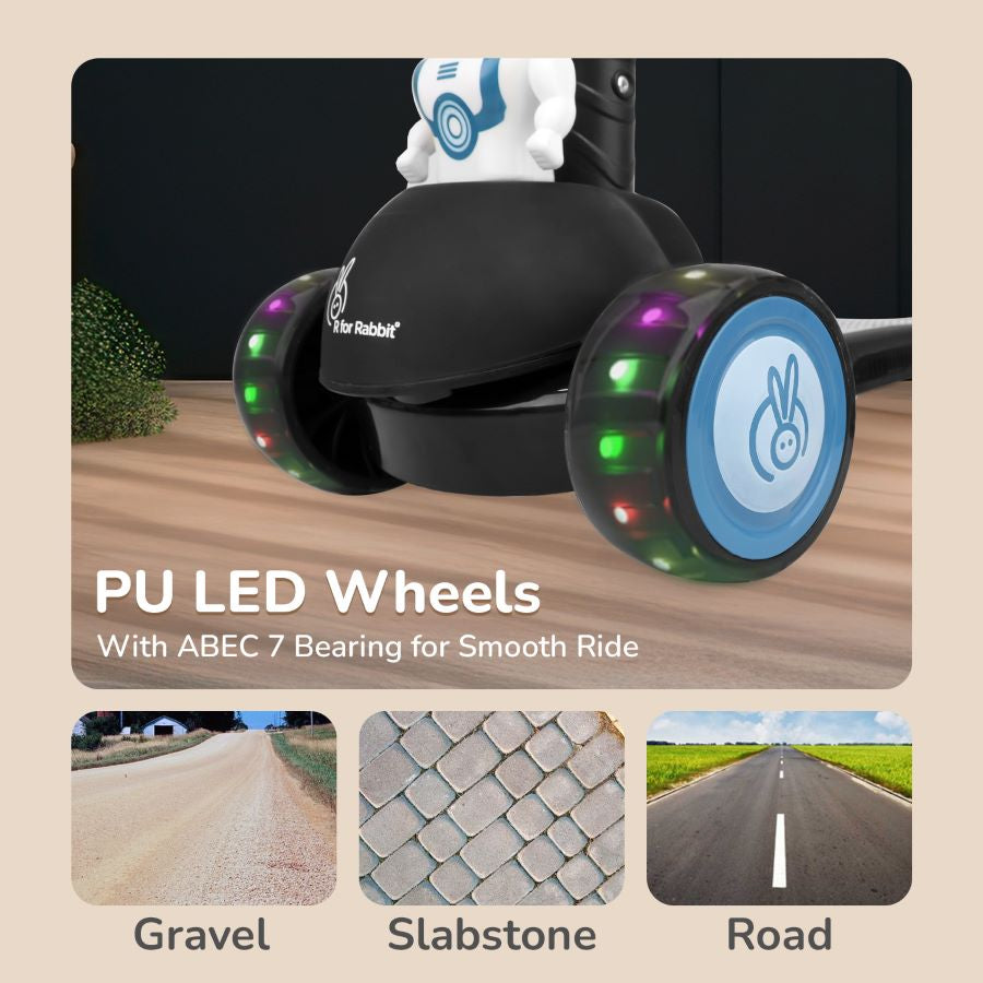 Road Runner Astro Scooter For Kids With PU LED Wheels - R for Rabbit