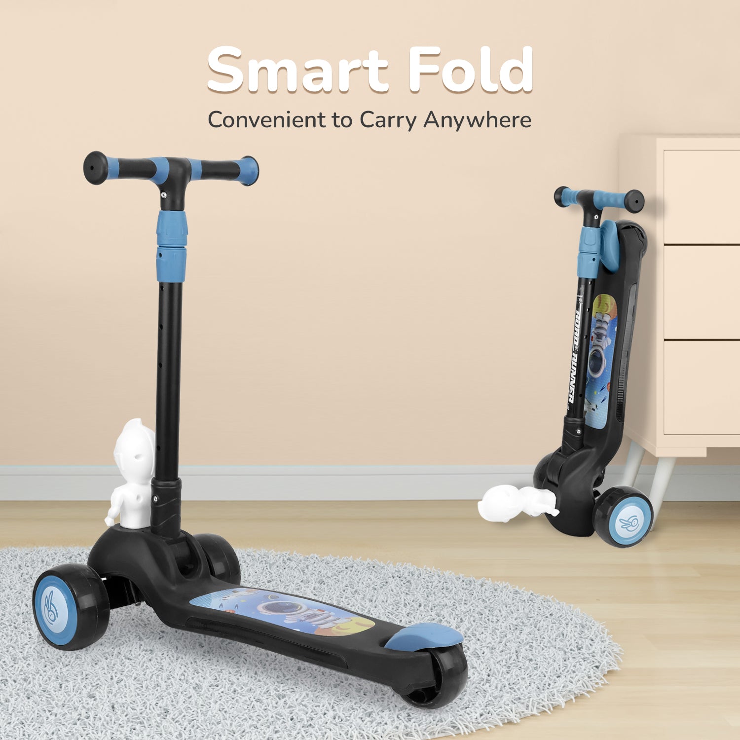 Road Runner Astro Scooter For Kids With PU LED Wheels - R for Rabbit