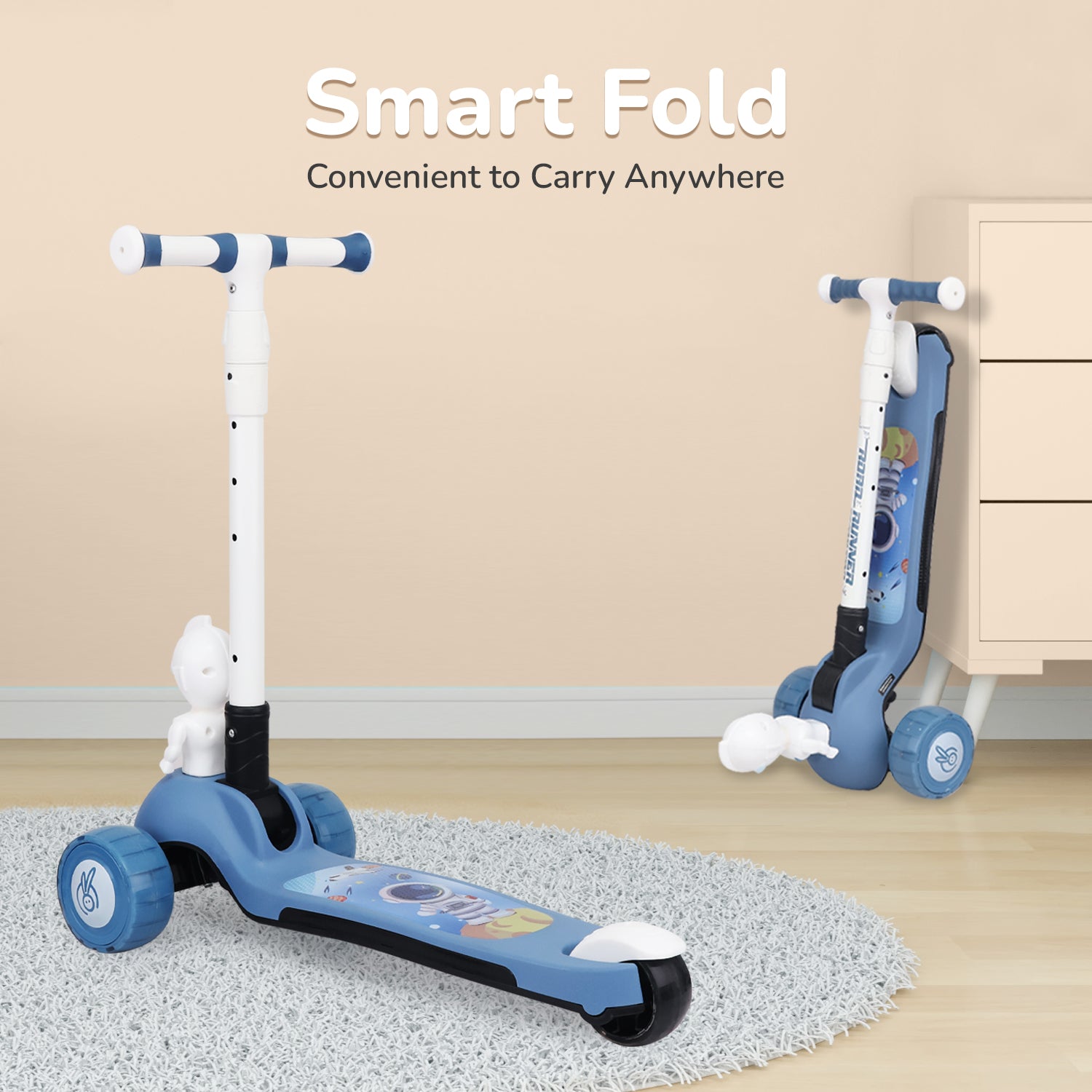 Road Runner Astro Scooter For Kids With PU LED Wheels - R for Rabbit