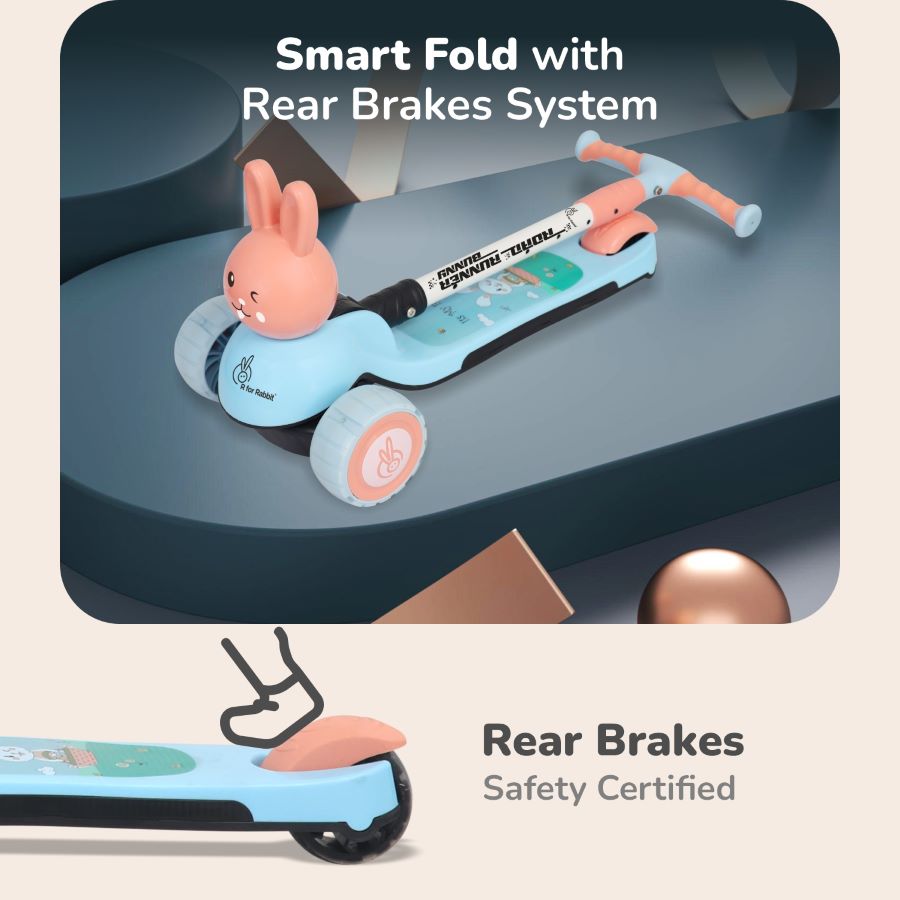 Road Runner Bunny Scooter For Kids With PU LED Wheels - R for Rabbit