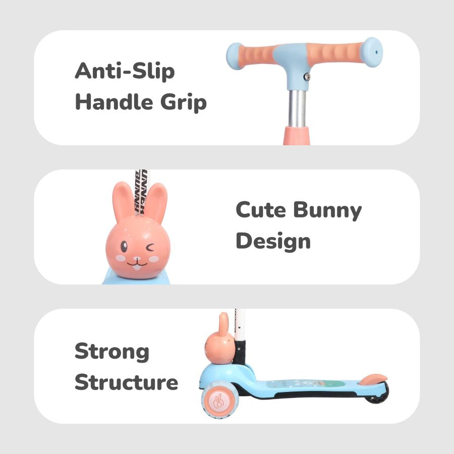 Road Runner Bunny Scooter For Kids With PU LED Wheels - R for Rabbit