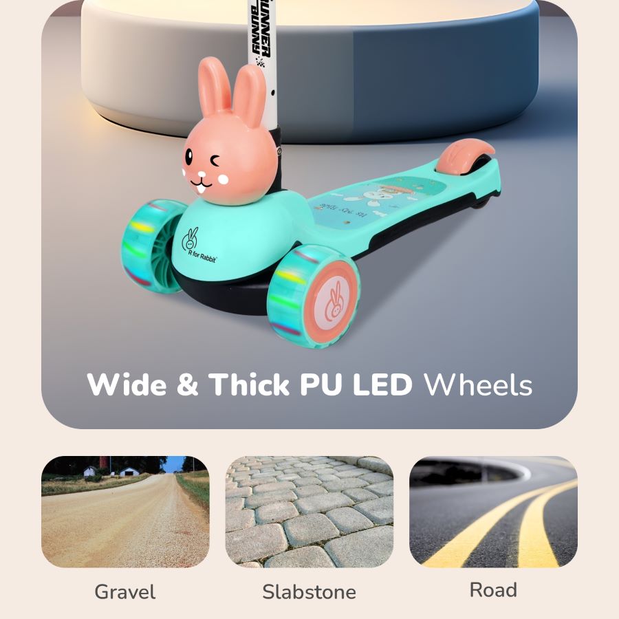 Road Runner Bunny Scooter For Kids With PU LED Wheels - R for Rabbit