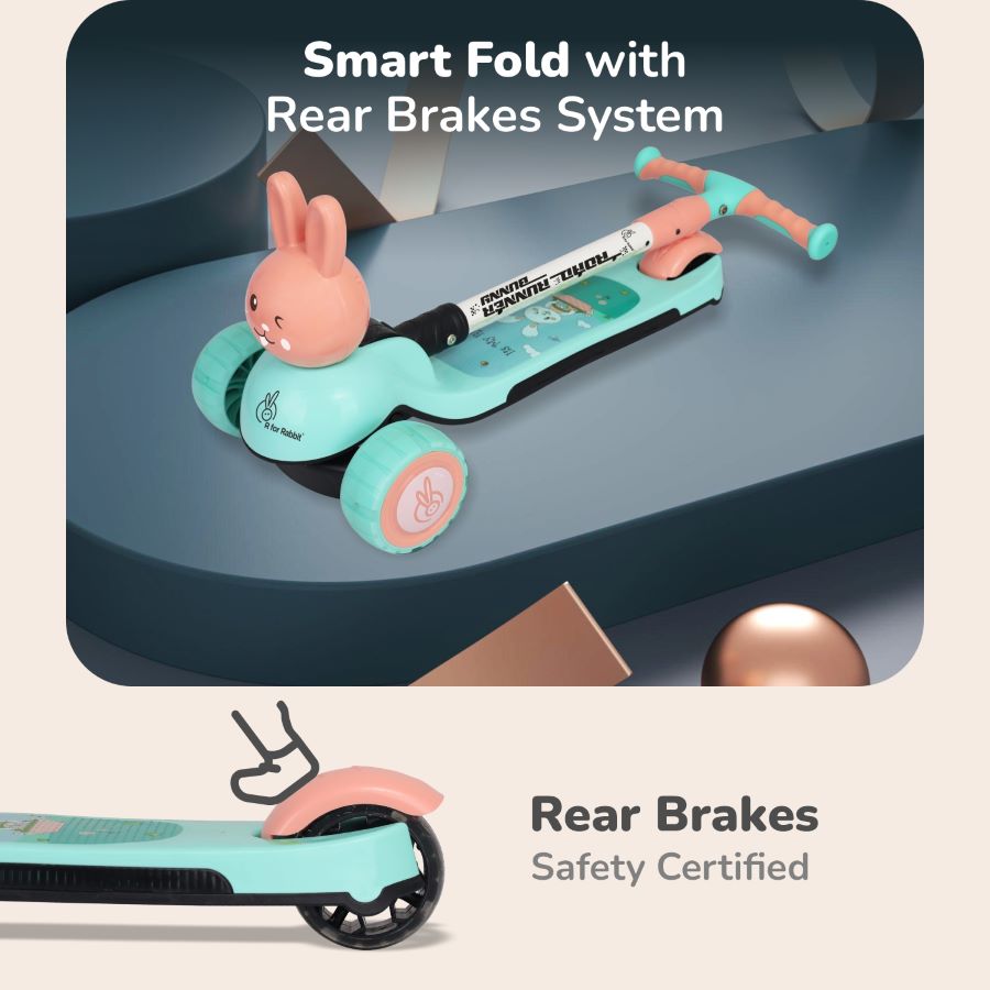 Road Runner Bunny Scooter For Kids With PU LED Wheels - R for Rabbit
