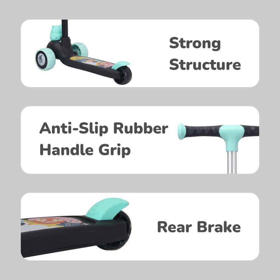 Road Runner Ryder Scooter For Kids With PU LED Wheels - R for Rabbit