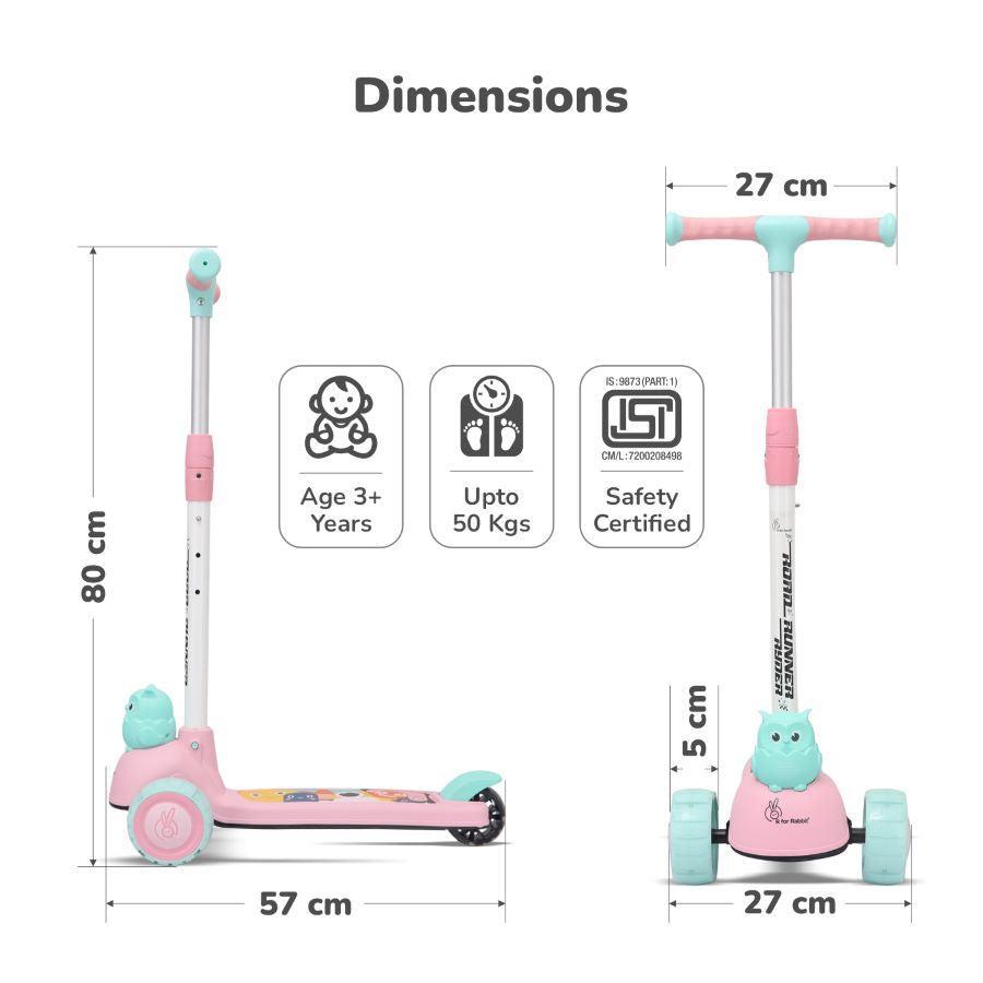 Road Runner Ryder Scooter For Kids With PU LED Wheels - R for Rabbit