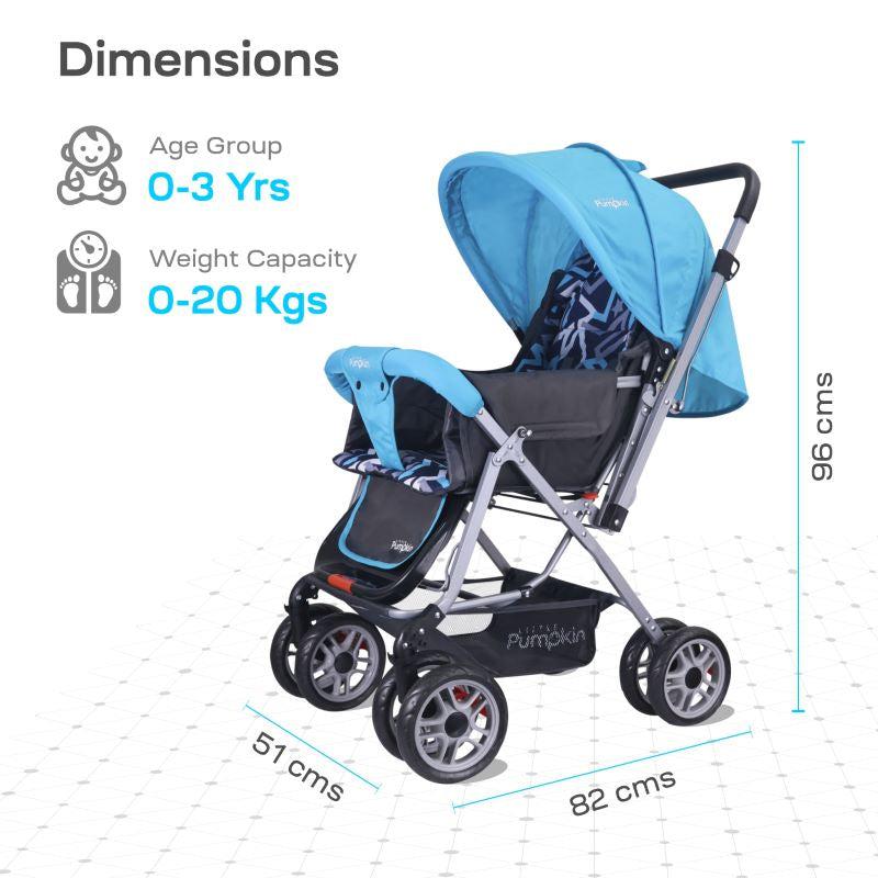 Kiddie Kingdom Stroller - 3 Position Recline, Easy Fold, Reversible Ha