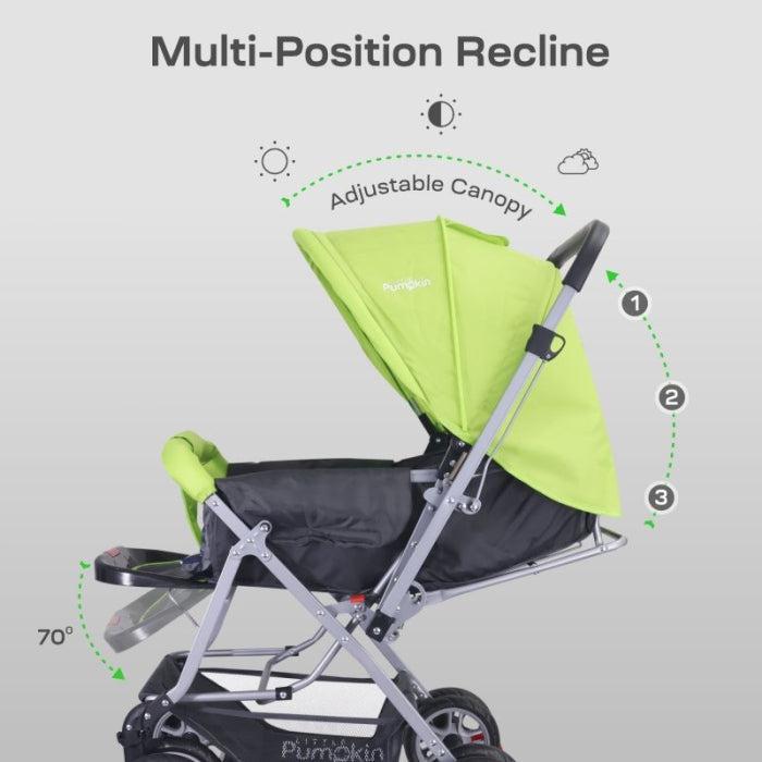 Kiddie Kingdom Stroller - 3 Position Recline, Easy Fold, Reversible Ha