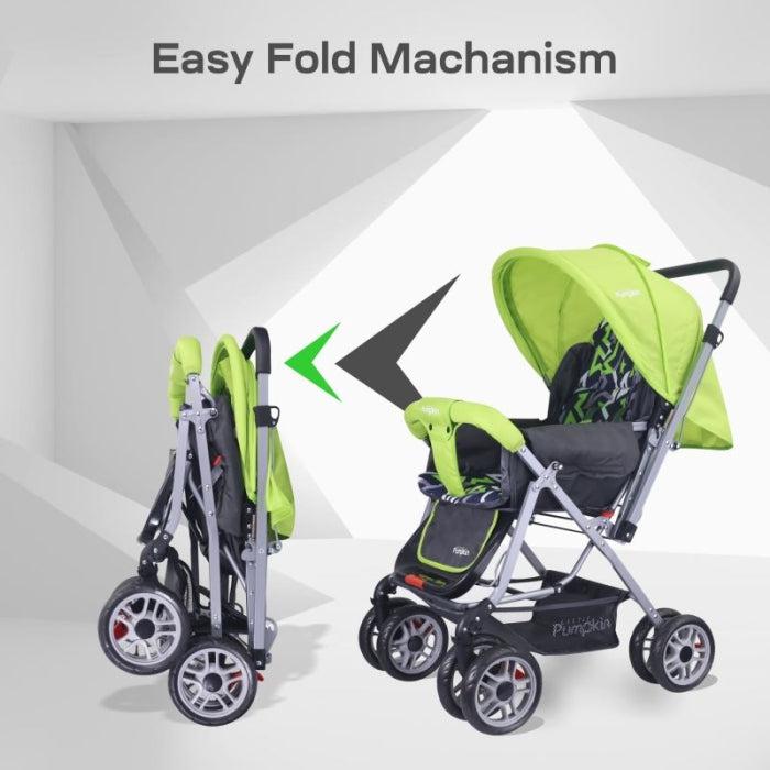 Kiddie Kingdom Stroller - 3 Position Recline, Easy Fold, Reversible Ha