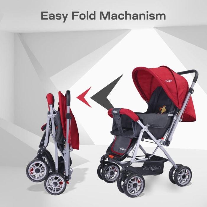Kiddie Kingdom Stroller - 3 Position Recline, Easy Fold, Reversible Ha