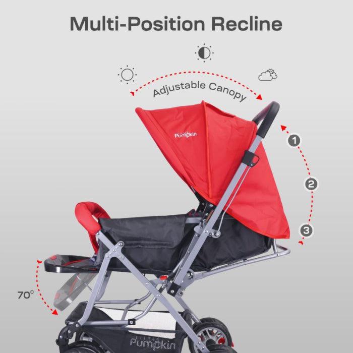 Kiddie Kingdom Stroller - 3 Position Recline, Easy Fold, Reversible Ha