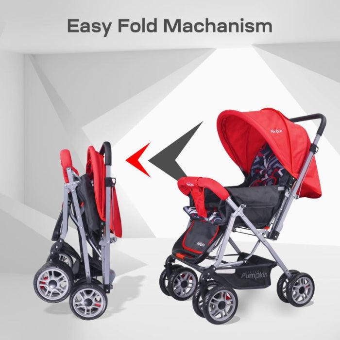 Kiddie Kingdom Stroller - 3 Position Recline, Easy Fold, Reversible Ha