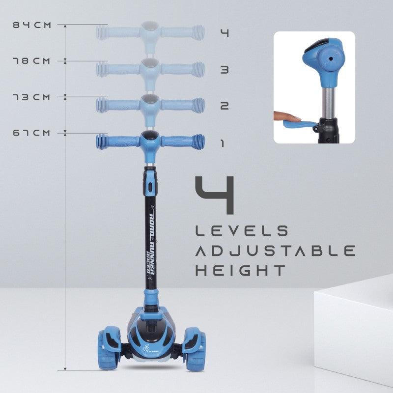 Road Runner Racer Scooter - PU LED Wheels, 4 Level Height Adjustment,