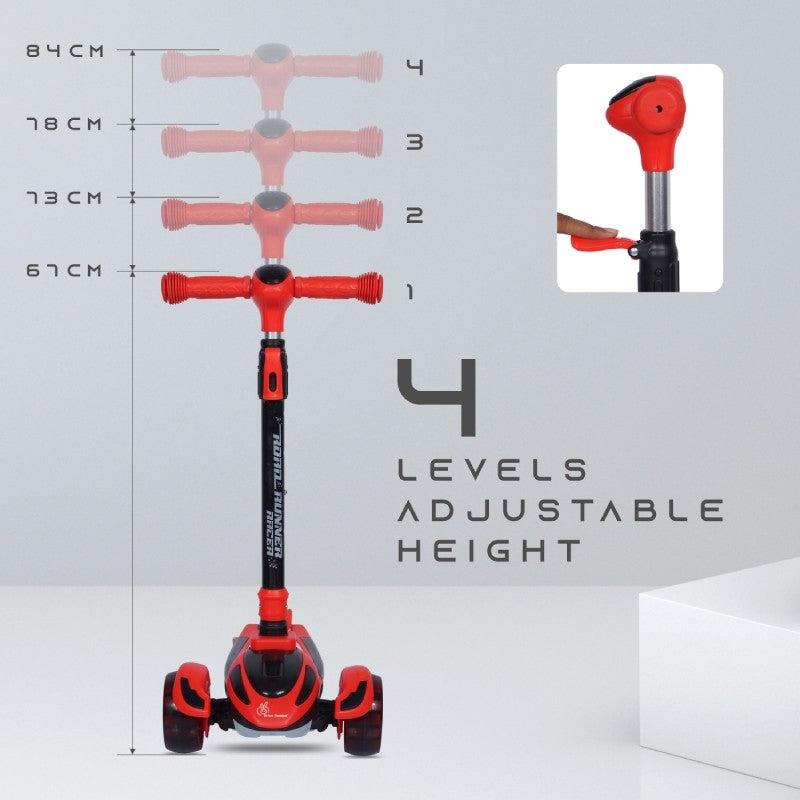 Road Runner Racer Scooter - PU LED Wheels, 4 Level Height Adjustment,