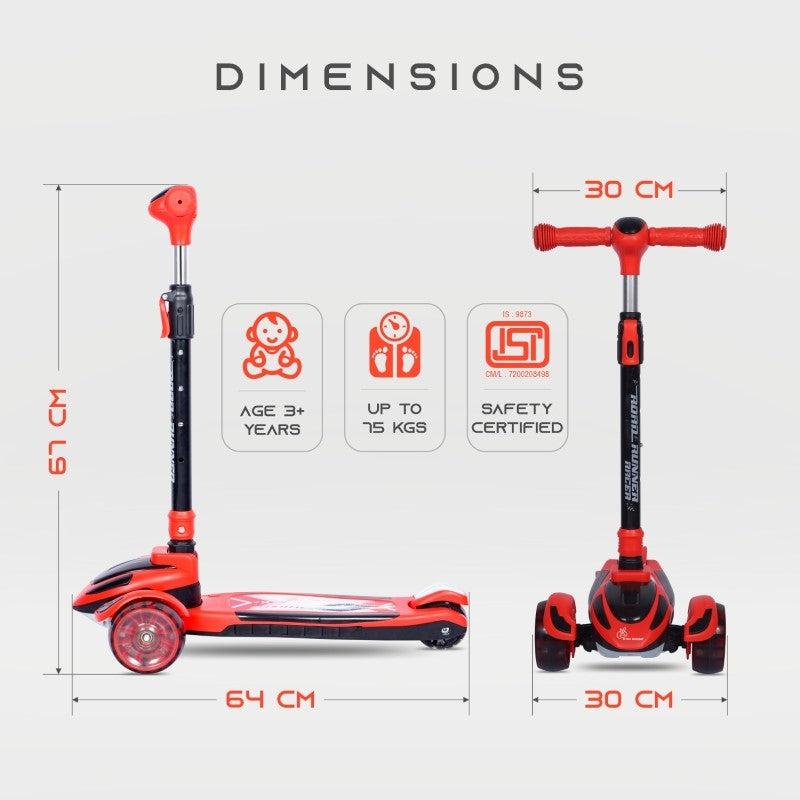 Road Runner Racer Scooter - PU LED Wheels, 4 Level Height Adjustment,